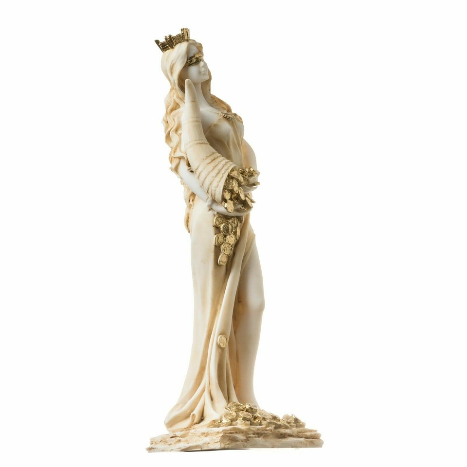 Goddess Of Wealth Tyche Lady Luck Fortuna Statue Alabaster Sculpture ...