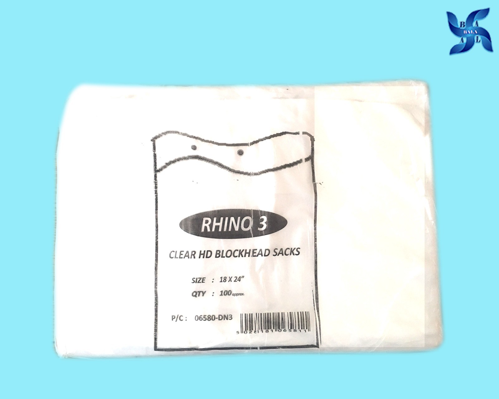 CLEAR HD BLOCKHEADED PLASTIC CARRIER SACKS [RHINO 1, RHINO 2, RHINO 3 ...