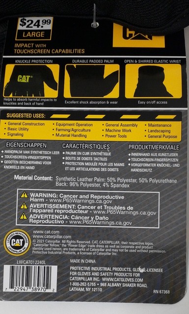 Caterpillar Cat Work Gloves Medium Touch Screen Fingertips. for sale ...