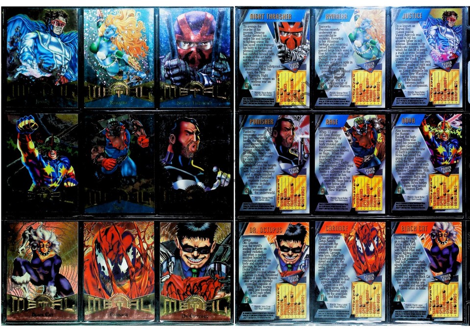 1995 Marvel Metal💥Complete Base Set ##1-138💥Pack Wrapper 💥 4-up Promo ...