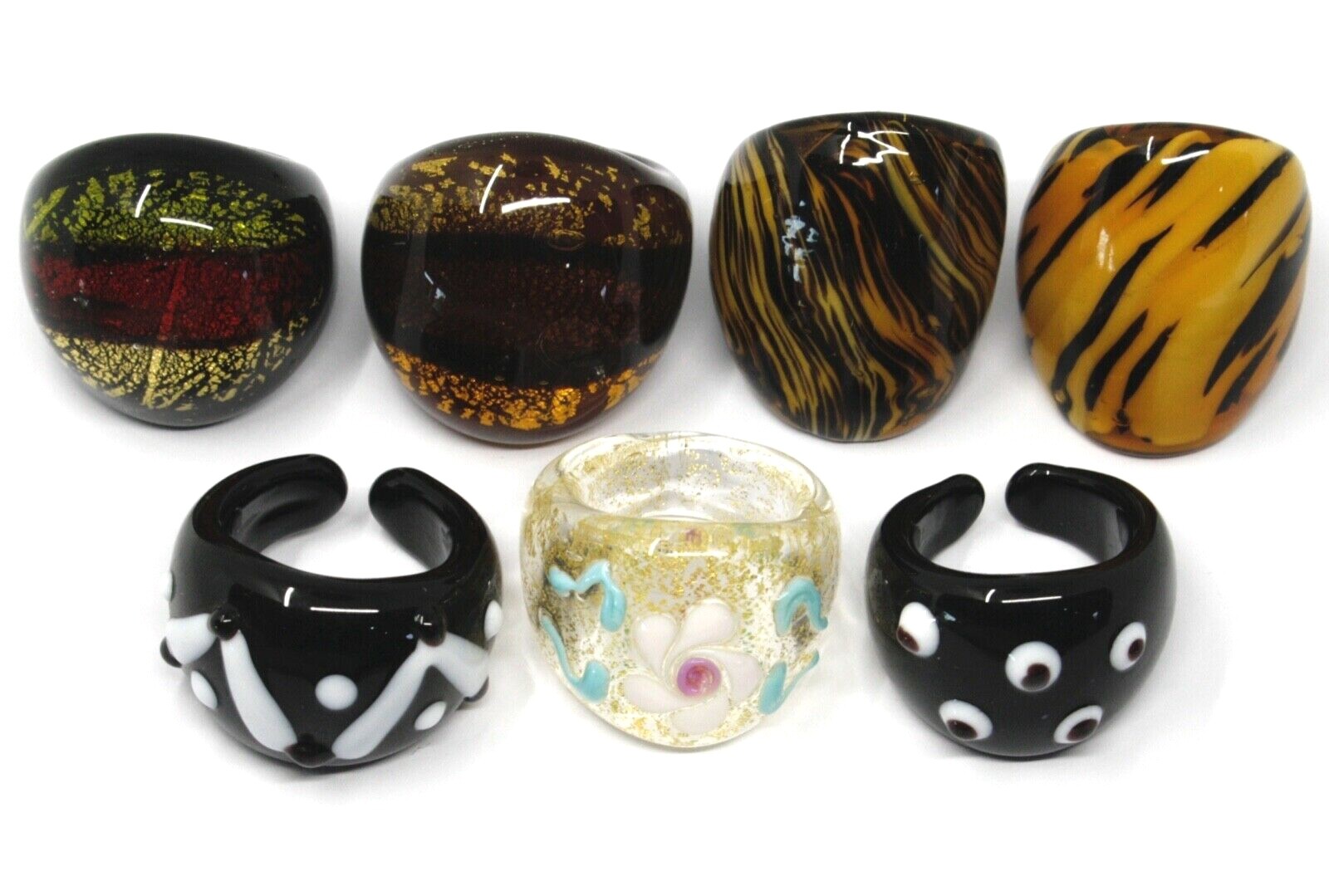 LOT OF 7 ANTICA MURRINA VENEZIA RINGS, MURANO GLASS, SIZE 8/8.5 | eBay