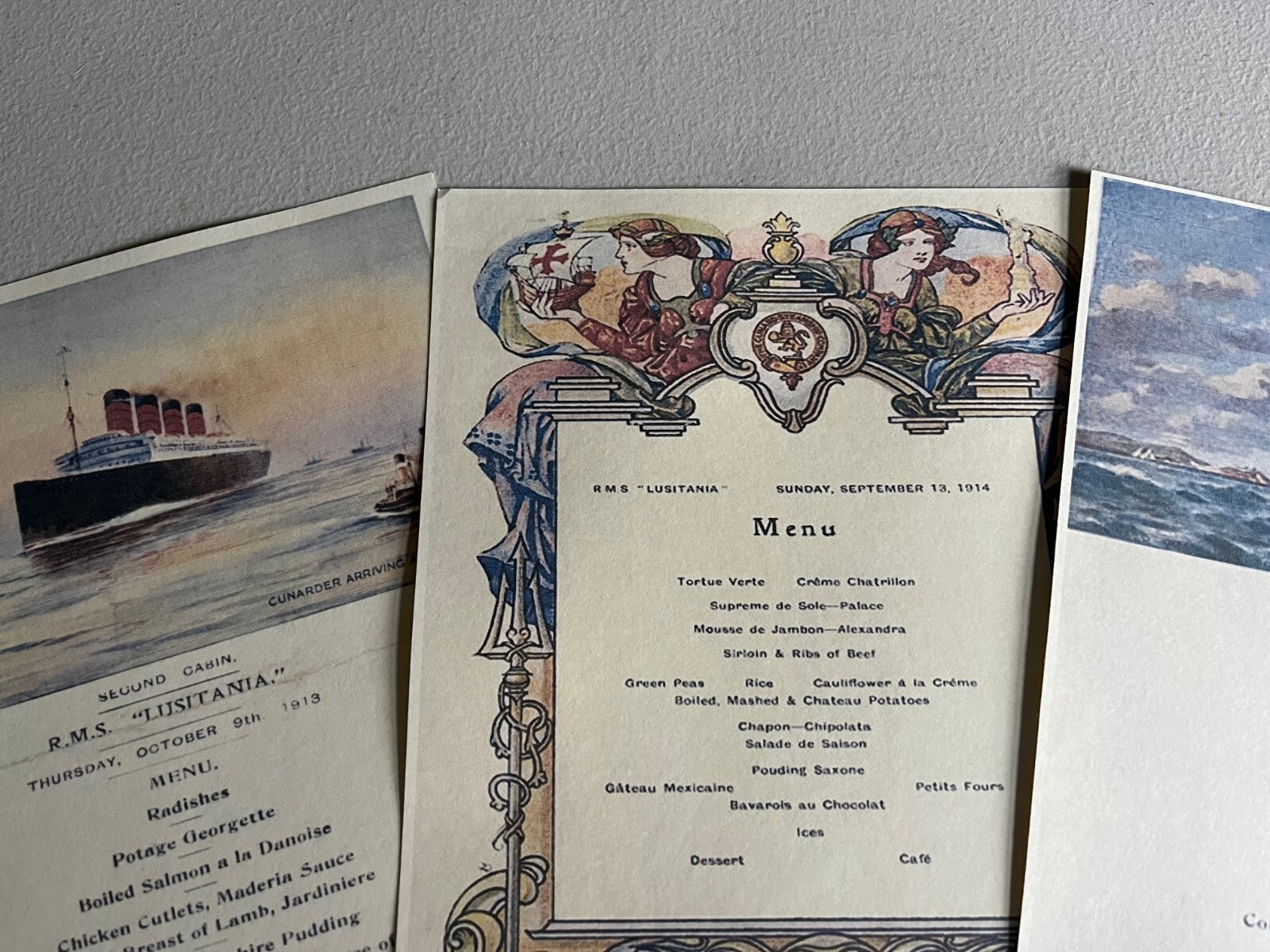 RMS LUSITANIA MENU SET, 3 BEAUTIFUL REPRINTED MENUS, YOU GET ALL 3 ...