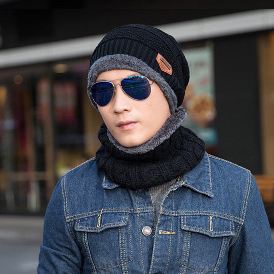 Winter Beanie Hat Scarf Set Fleece Warm Balaclava Snow Ski Cap for Kid ...