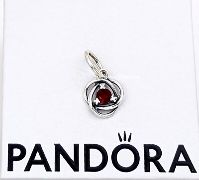 New PANDORA 925 Birthstone January Red Eternity Circle Dangle Charm ...