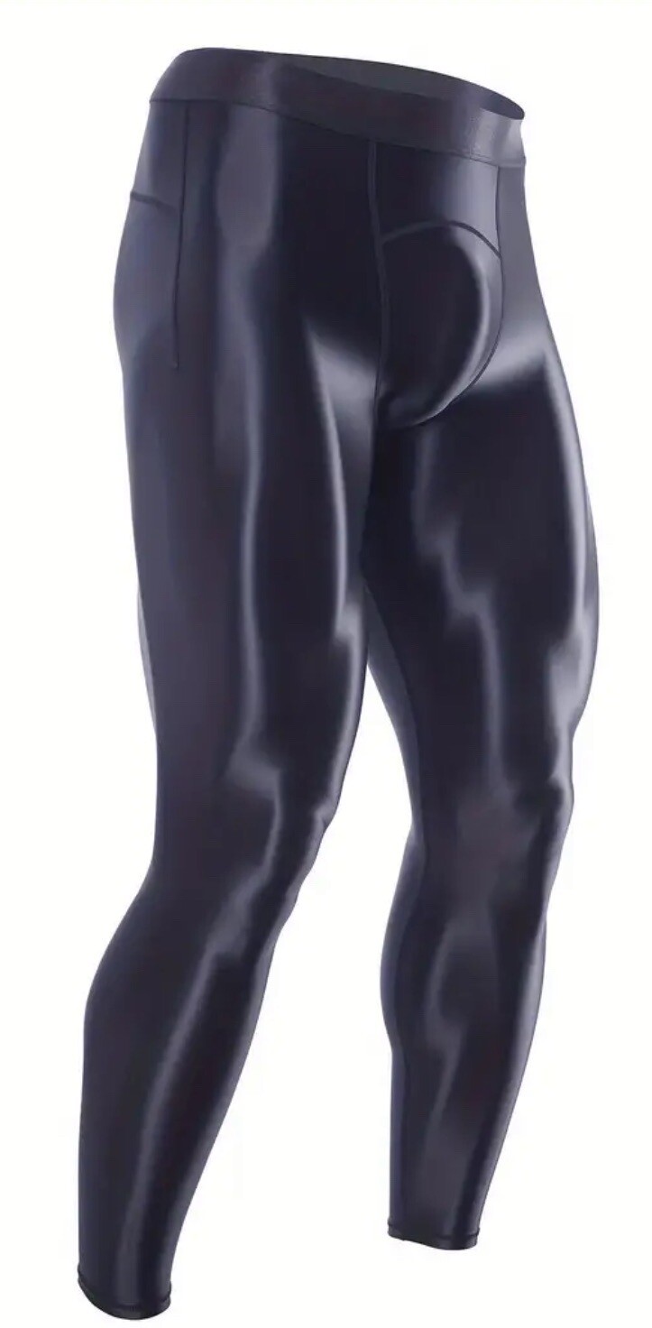 Mens jock Black Shiny Spandex Tights Compression Pants Medium M | eBay