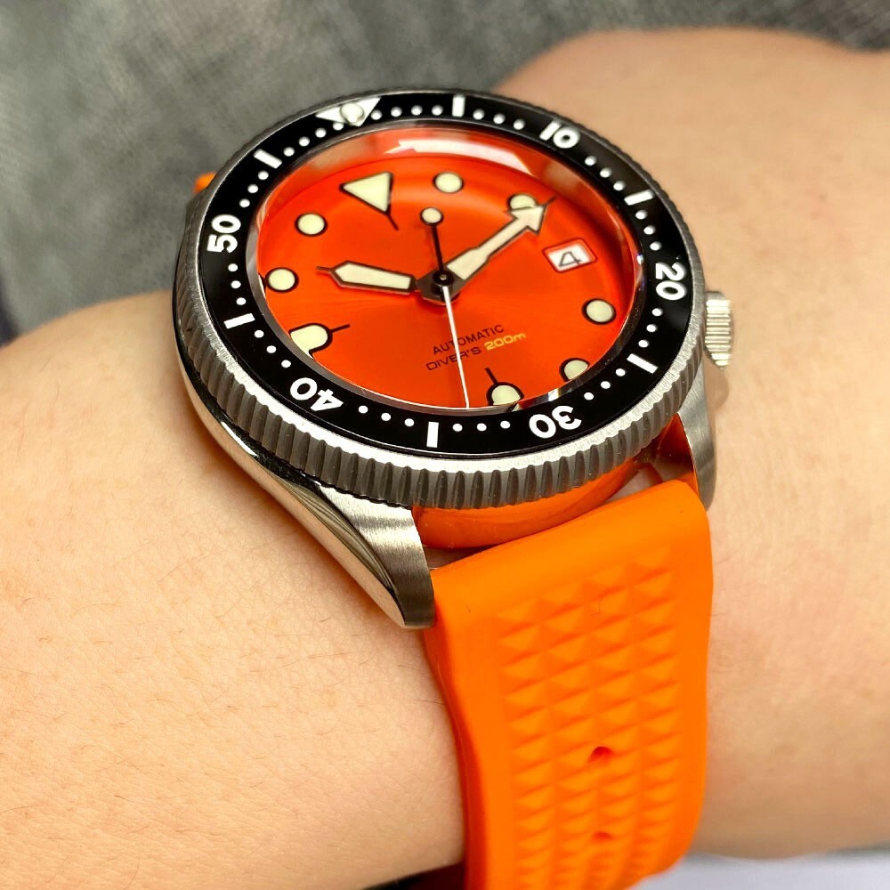 SKX013 Small 37mm NH35 Dive Mechanical Watch Men Orange Wristwatch 120 ...