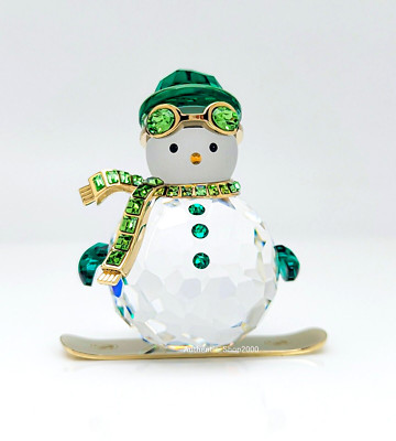 New SWAROVSKI Green Holiday Cheers Dulcis Christmas Snowman Figurine ...