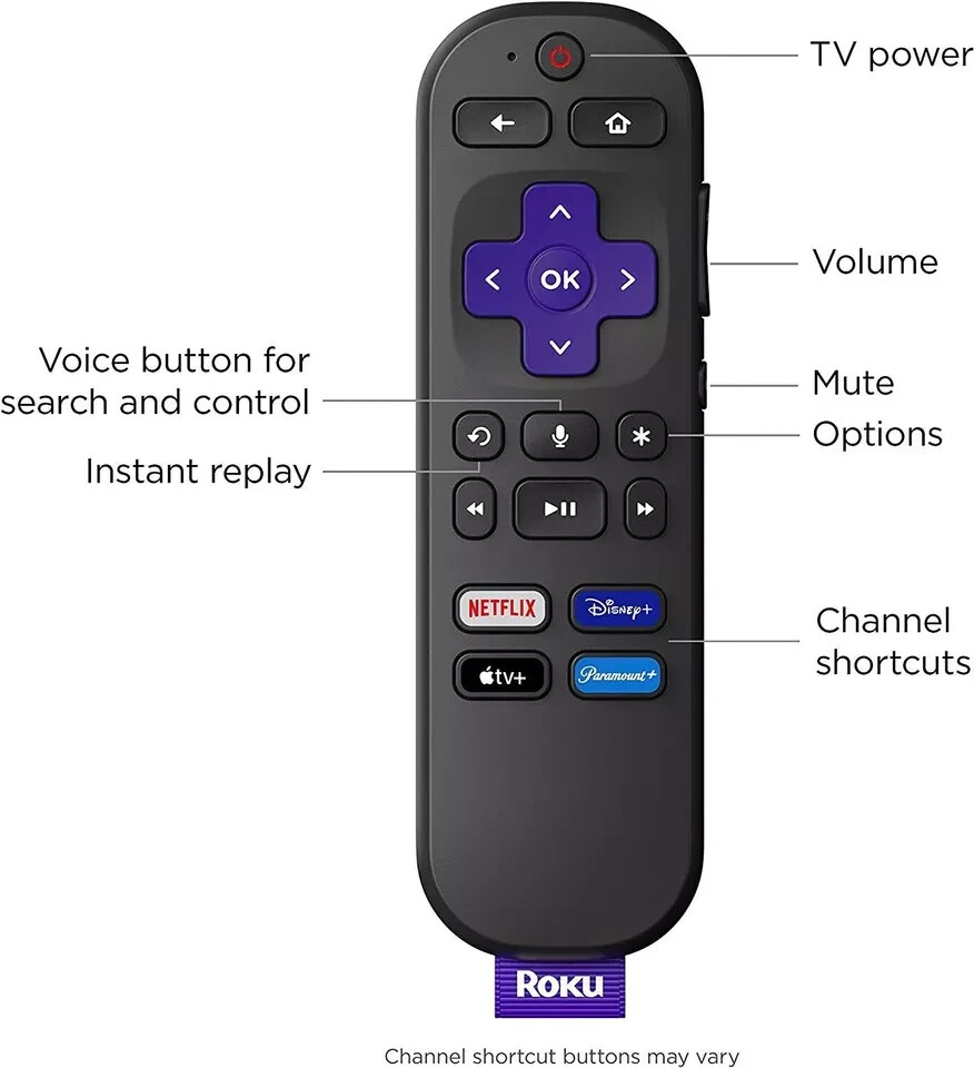 Roku Voice Remote-Compatible with All Roku Models (Channel Shortcuts ...