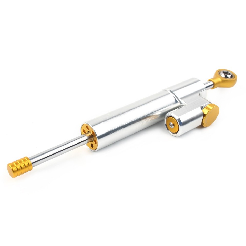 Universal Motorcycle CNC Steering Damper Adjustable Stabilizer Silver ...