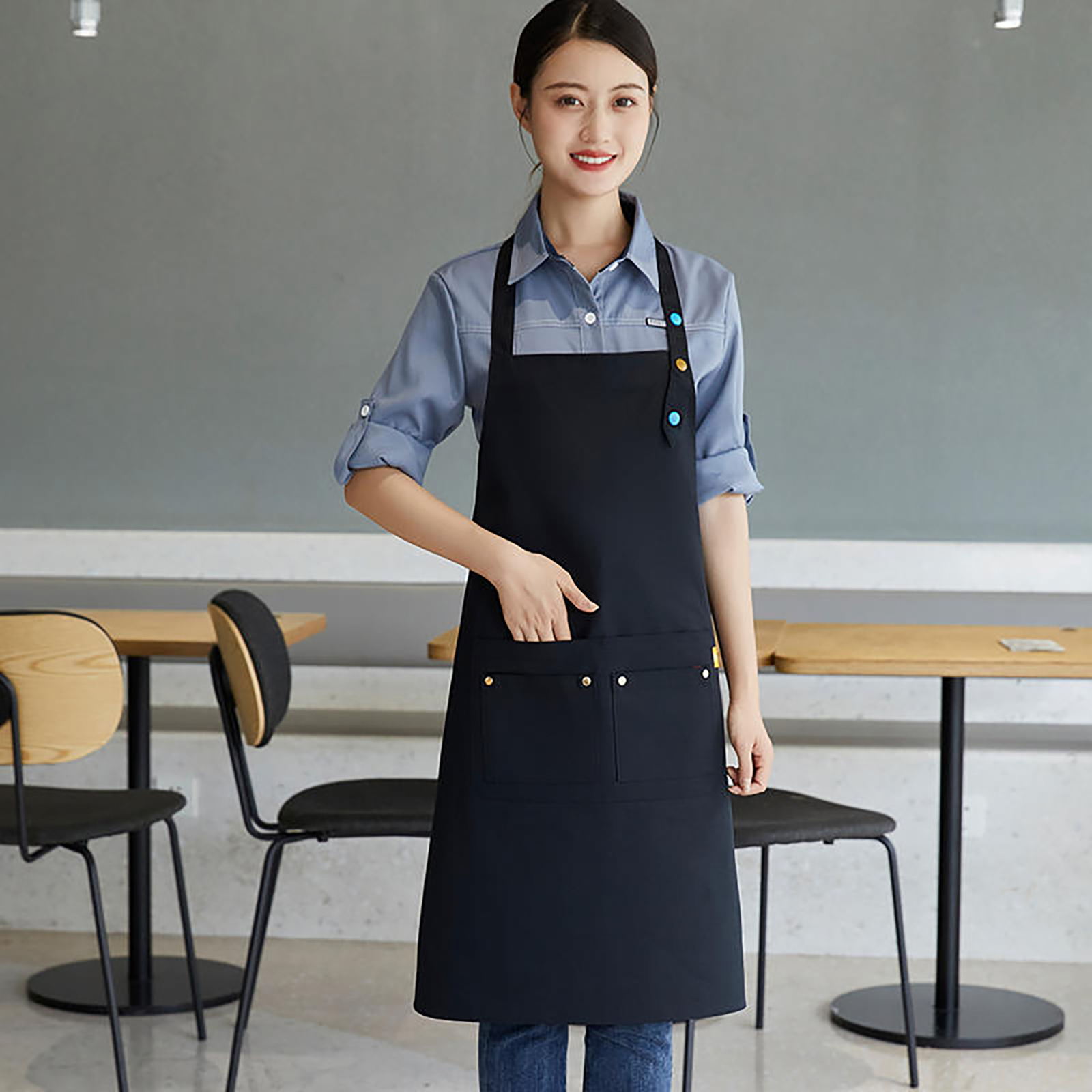 Catering Apron Stain-resistant Multi-pocket Kitchen with Adjustable ...