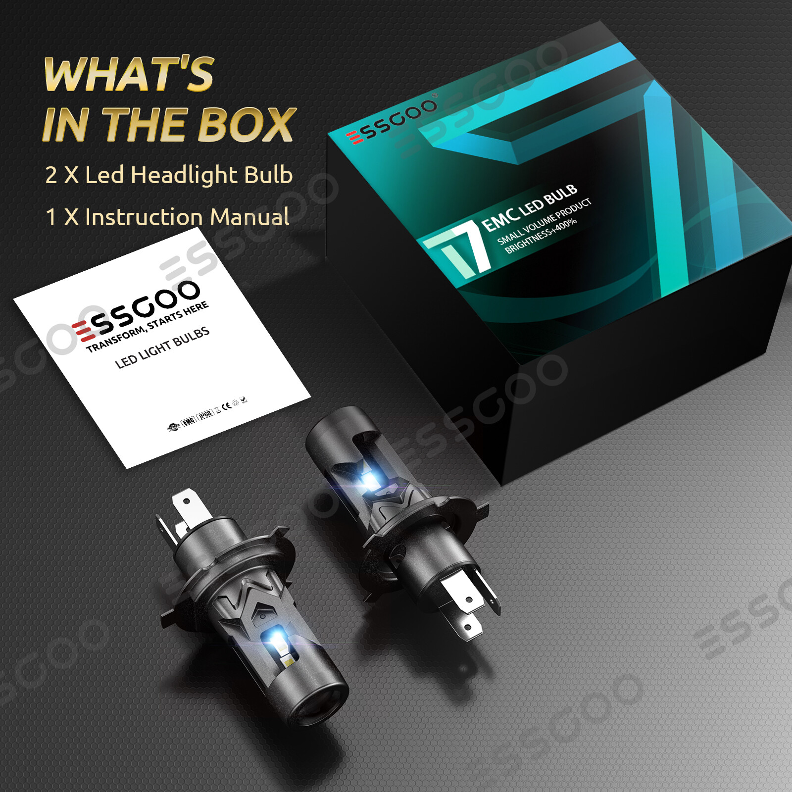 H4 9003 HB2 LED Headlight Globes Kit H/Low Beam 30000LM Super Bright ...