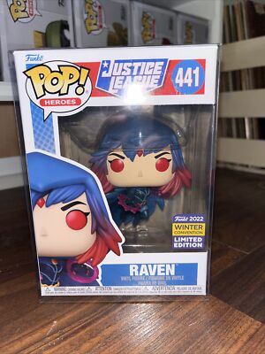 Funko Pop! Justice League Raven #441 Winter Con Exc 2022 LE W Protector ...
