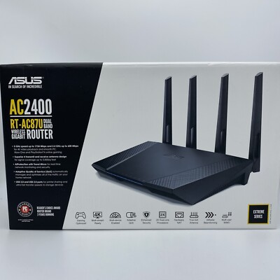 ASUS RT-AC87U AC2400 4x4 Dual-Band Wireless WiFi Gigabit Router 2.4GHz ...