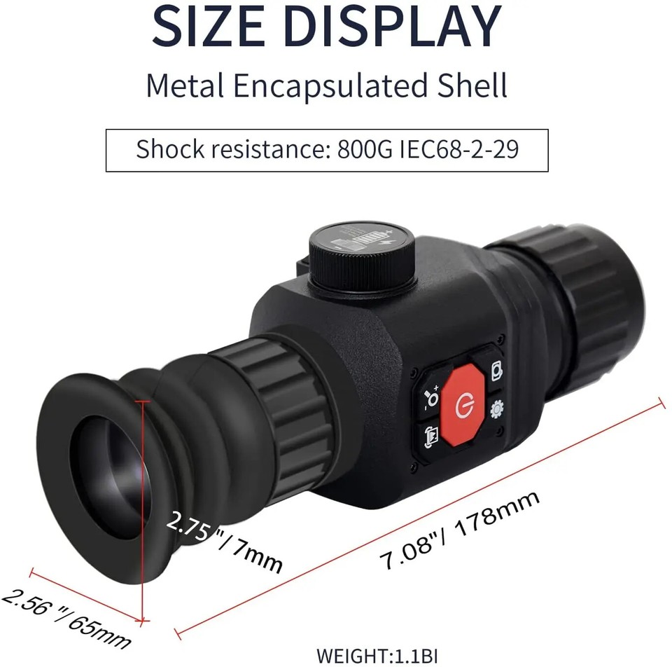 25/35mm Thermal Imager Rifle Scope Night Vision Scope 256x192 Pixel ...