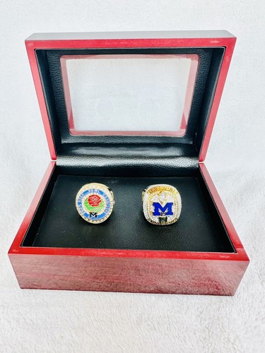 2 PCS Michigan Wolverines Championship Ring W Box, US SHIP Rose bowl ...