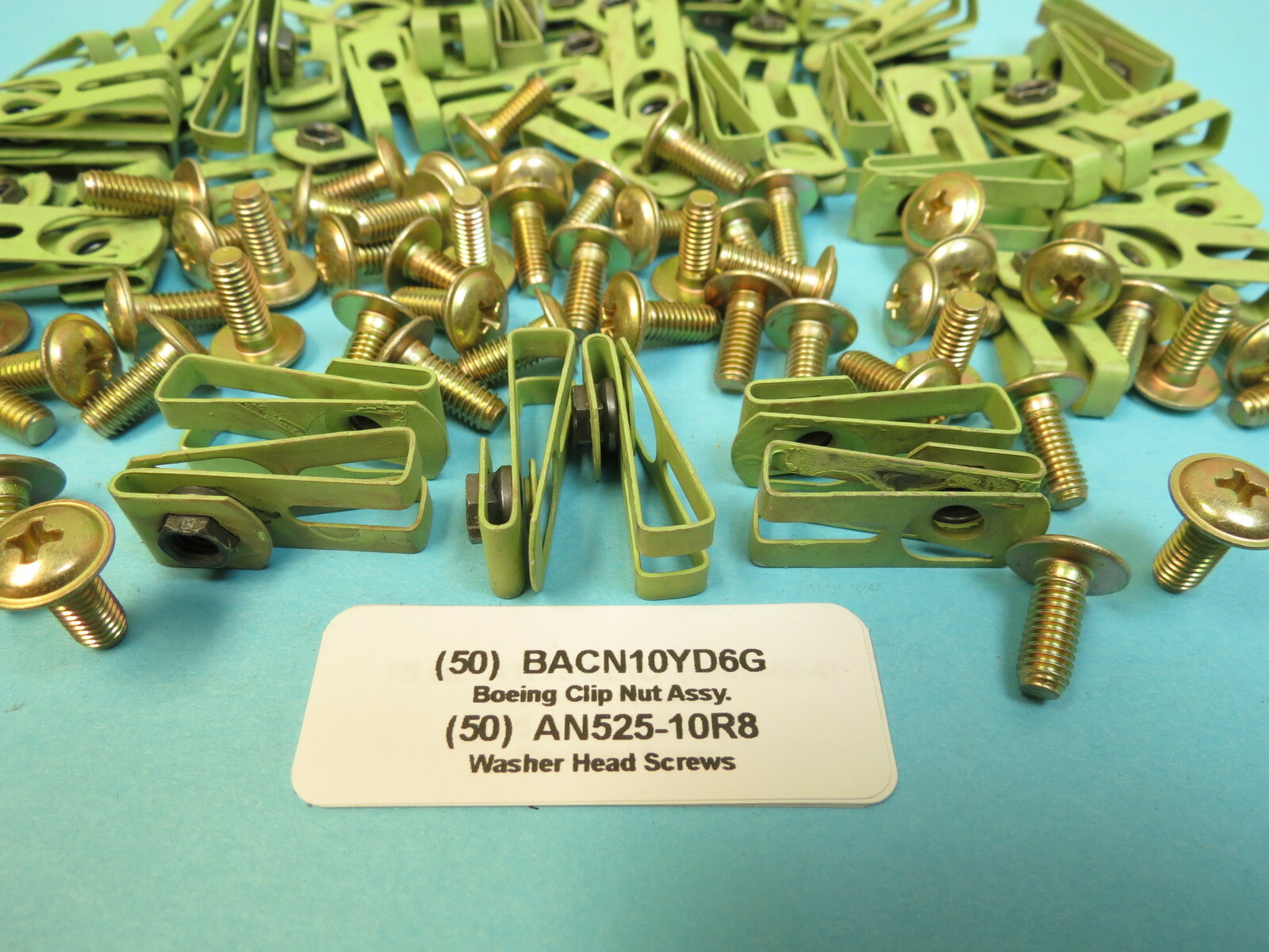 50 ea. Boeing Aircraft # BACN10YD6G #10-32 Clip Nuts + 50 ea. AN525 ...