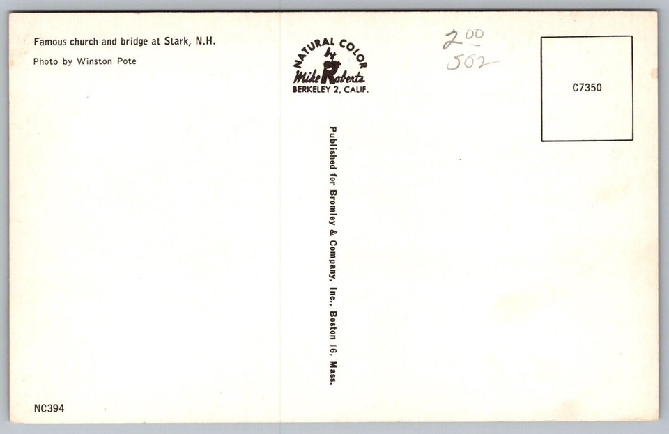 Church Bridge Stark New Hampshire Birds Eye View Fall Autumn Vintage ...