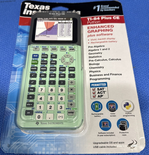 Texas Instruments Ti-84 Plus CE Graphing Calculator Mint Green Brand ...