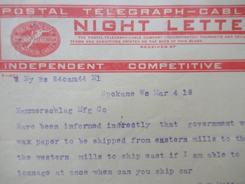 1918 Antique Telegram, WW1, Government prohibits Shipping East-West ...