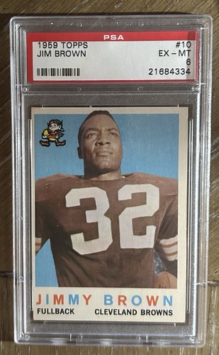 1959 Topps Football Jim Brown PSA 6 - # 10 - 2nd Year Card - BROWNS ...