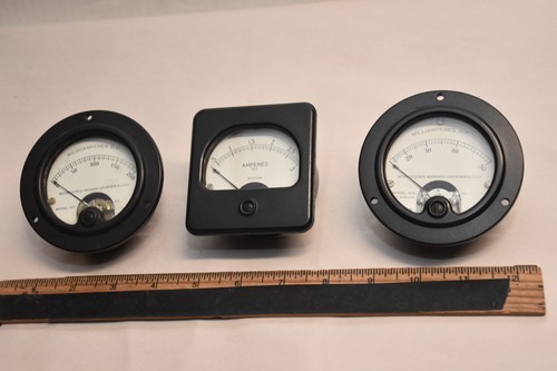 Lot of 3 WESTON panel meters - 301 DC microamperes 425 amperes ...
