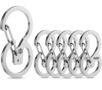 KS04 Stainless Steel Carabiner Mini Clips Key Holder Organizer Keychain ...