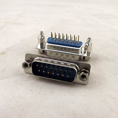 2x D-SUB DB15 15 Pin Male DIP PCB Straight Solder Connector Adapter ...