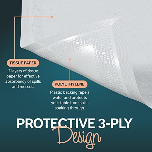 Paper Tablecloths For Rectangle Tables 54 X 108 “ 4 Pack White Paper ...