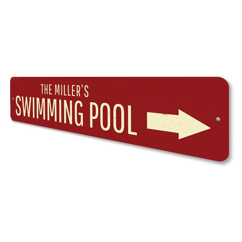 Personalized Swimming Pool Arrow Family Name Metal Decor Sign | eBay