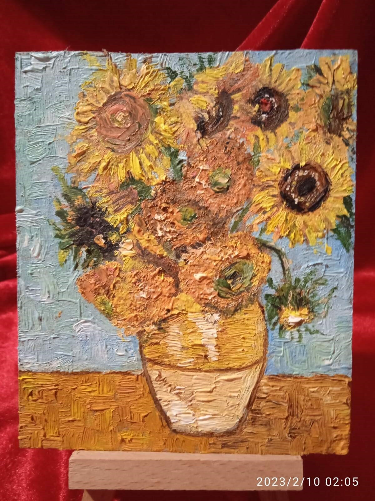 Vincent van Gogh Floral Art Paintings, Oil painting Sunflowers on blue ...