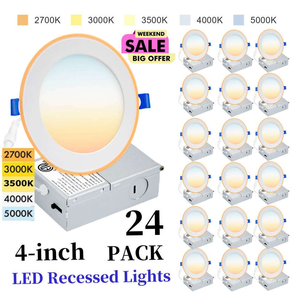 4" INCH WHITE ROUND SLIM LED RECESSED LIGHTING - 9 WATTS - 800 LUMENS ...