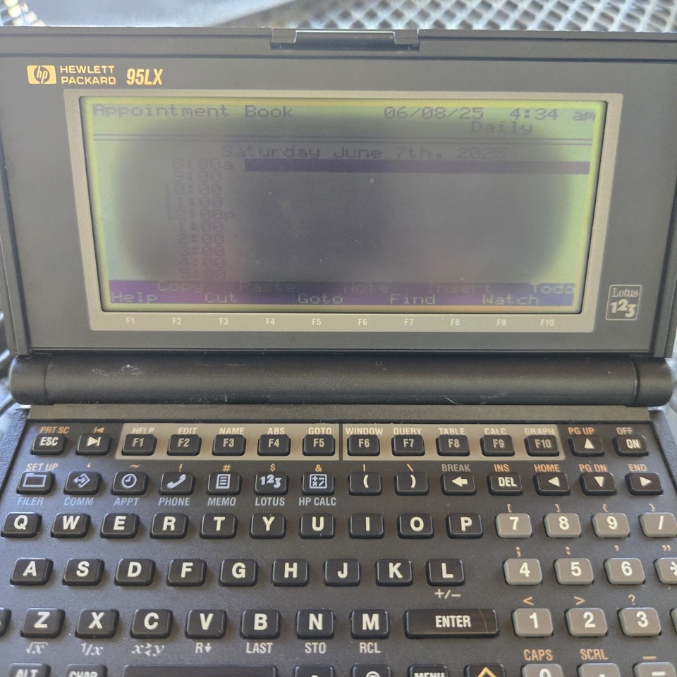 Vntg Hewlett Packard HP 95LX Palmtop Handheld Computer MSDOS Lotus 123 ...