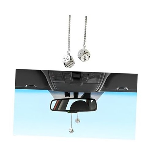Car Rear View Mirror Pendant, Creative Metal Vehicle Hanging Dice with ...