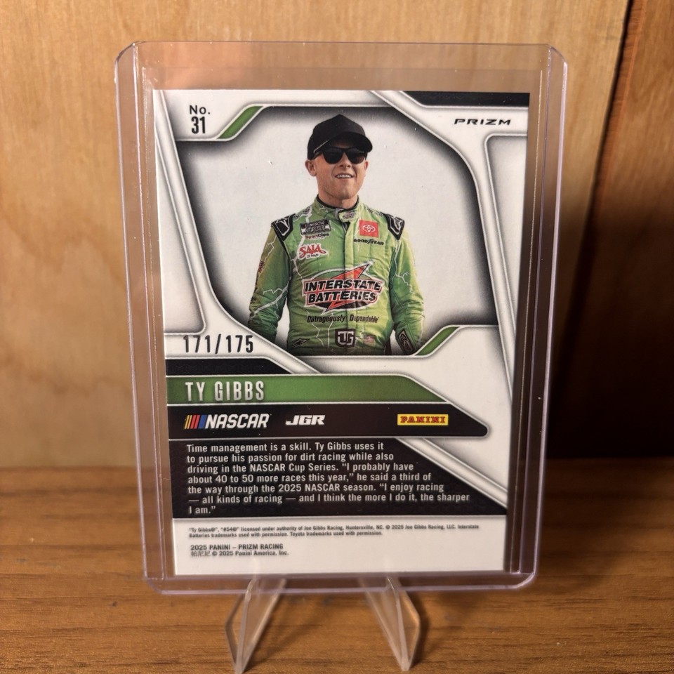 2025 Panini Prizm NASCAR Racing #31 Ty Gibbs Red Power Prizm # /175 ...