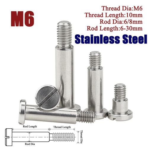M6 Stainless Steel Slotted Cheese Head Shoulder Screw Slot Drive Bolts ...