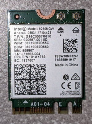 Intel Wireless-Ac 9260, 2230, 2X2 Ac+Bt, Gigabit, No Vpro | eBay