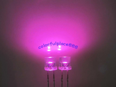 100pcs, 5mm Pink Flat Top LED Wide Angle Water Clear Light Bright Leds ...