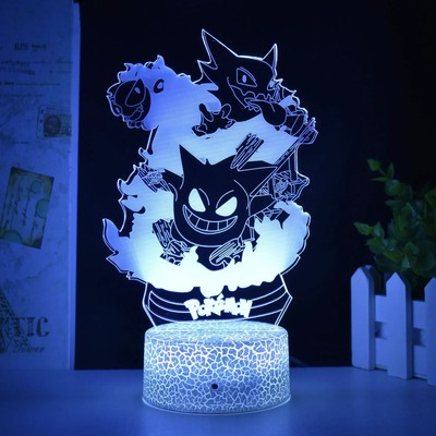 Pokemon Gengar Haunter Gastly 3D LED Night Light Color Changing Lamp ...