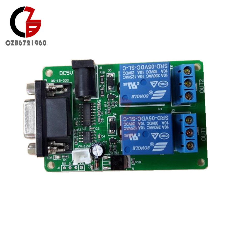 RS232 DB9 Serial Control Relay DC 5V 9-12V 2 Channel 2CH Switch Board ...