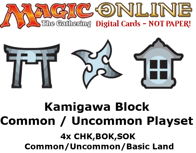 MTGO Magic Online Kamigawa Block 4xCommon/Uncommon/Land Playset CHK BOK ...