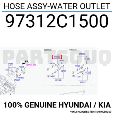 97312C1500 Genuine Hyundai / KIA HOSE ASSY-WATER OUTLET | eBay