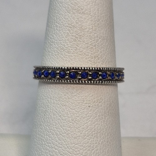 Vintage Sterling Silver 925 Han Blue Faceted Stones Eternity Band Ring ...