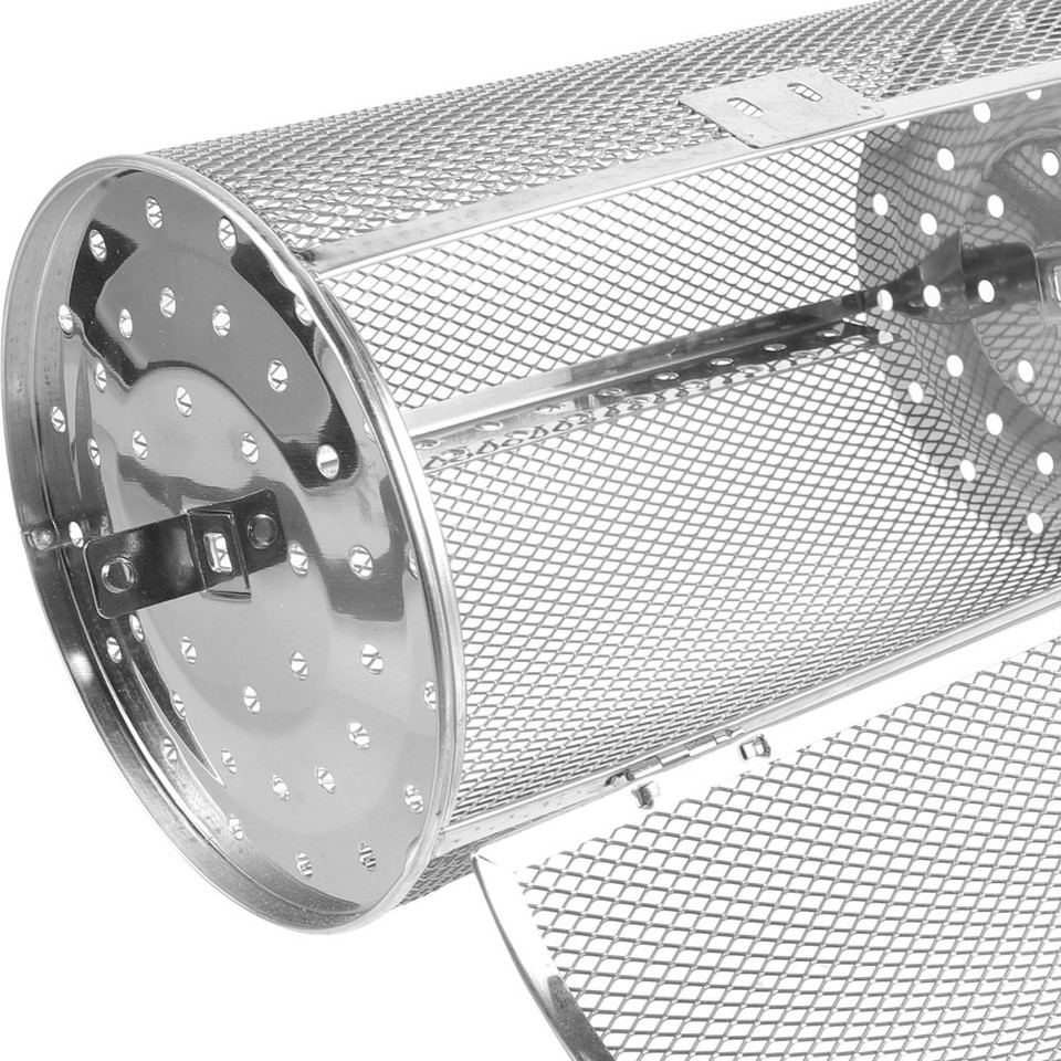 Round Stainless Steel Fry Basket Rotisserie Oven Rack Cage Grilling ...