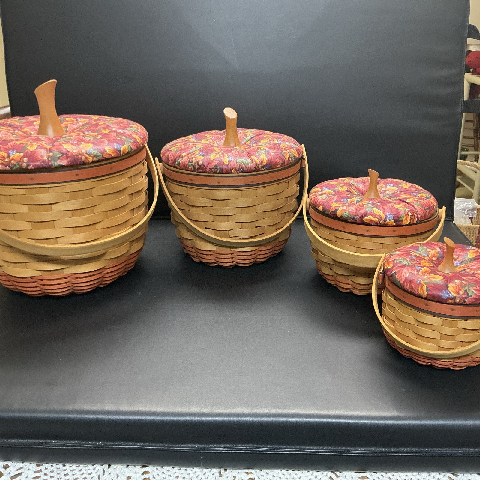 Longaberger Set Of 4 Graduated Pumpkin Baskets Protectors And Lids | eBay