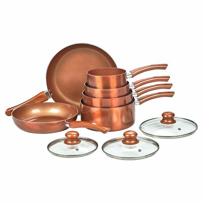 6 Piece Copper Induction Cooking Pot Set Ceramic Saucepans Cookware Set ...