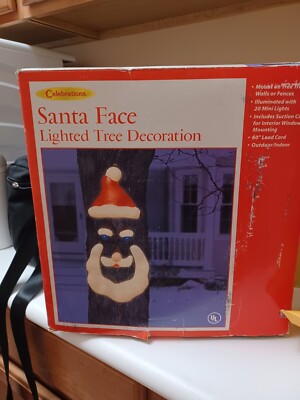 Vintage Noma Lighted Santa Face Blow Mold Plastic Tree Decoration ...