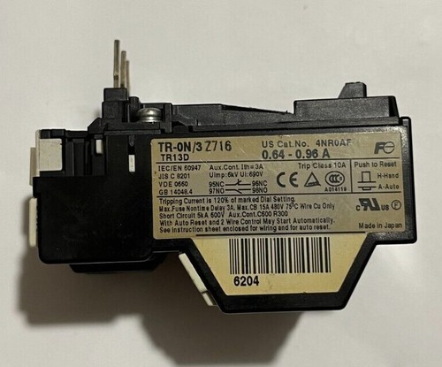 Fuji Thermal Overload 4NR0AF TR-0N/3 TR13D 0.64-0.96 Amp. for sale ...
