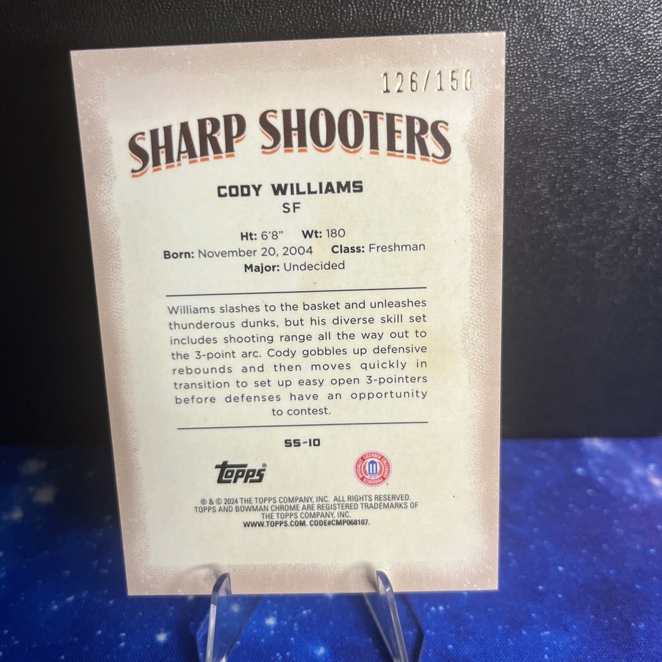 2024 Bowman Chrome U Cody Williams Sharp Shooters Utah Jazz /150 | eBay