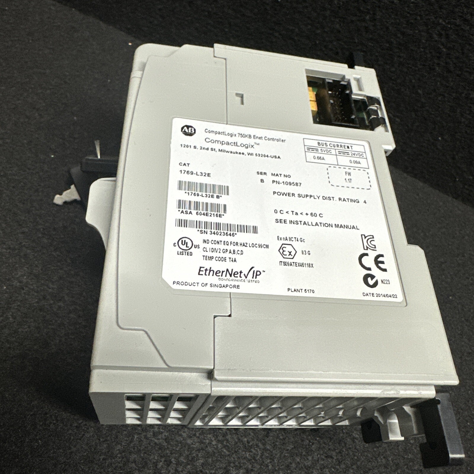 Allen Bradley 1769-L32E B FW 1.17 Compact I/O L5332E Control MicroLogix ...