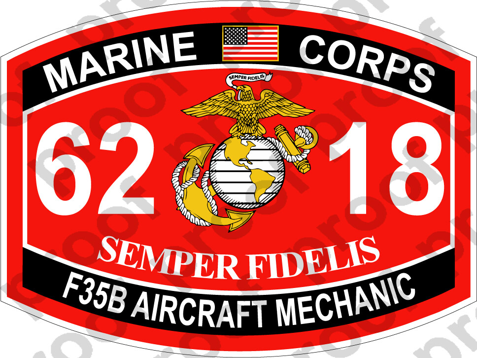 STICKER USMC MOS 6218 F35B MECHANIC ooo USMC Lisc No 20187 | eBay